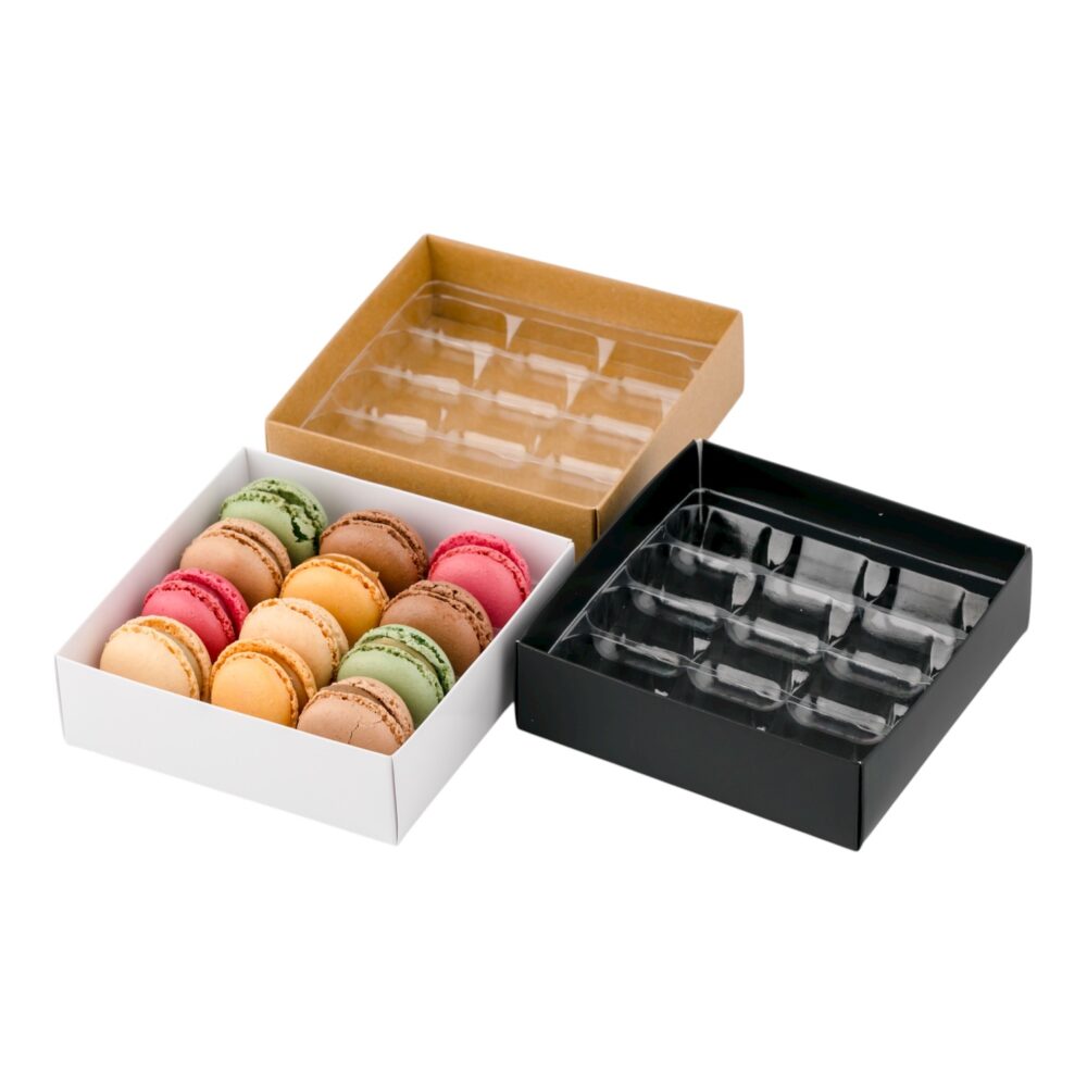 Macaron doosje met transparante deksel - Belofe verpakkingen